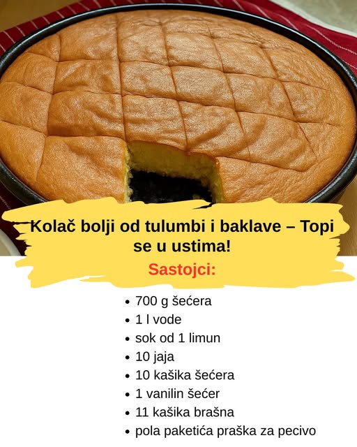Kolač bolji od tulumbi i baklave – Topi se u ustima!