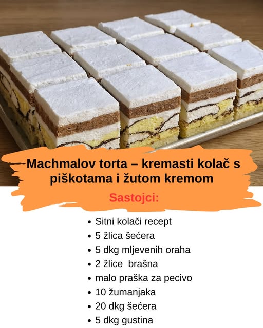 Machmalov torta – kremasti kolač s piškotama i žutom kremom