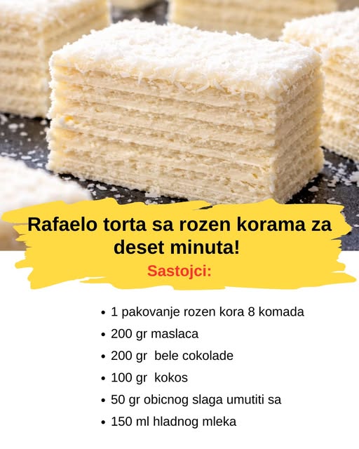 Rafaelo torta sa rozen korama za deset minuta!