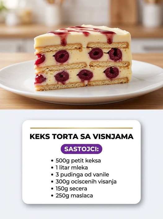 Najbolji Recept za Keks Tortu sa Višnjama: Brzi Voćni Desert