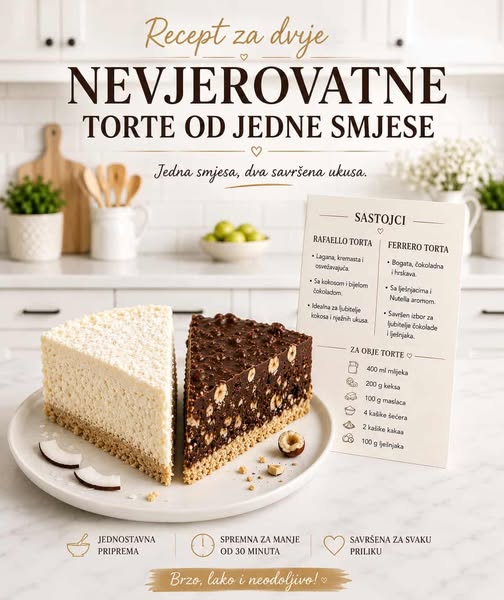 1 SMJESA = RAFAELO I FERERO – genijalan recept za dvije raskošne torte! 🍰