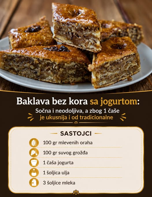 Baklava bez kora sa jogurtom: Sočna i neodoljiva, a zbog 1 cake je ...