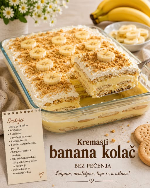Kremasti banana kolač bez pečenja